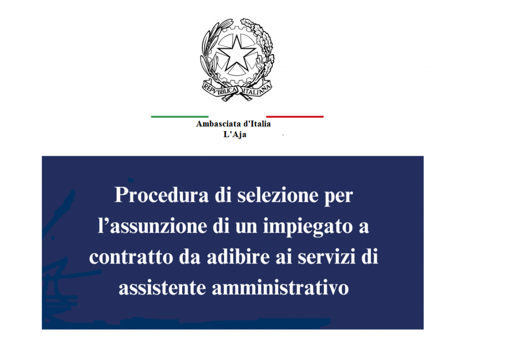 AVVISO PUBBLICO ASSUNZIONE IMPIEGATO A CONTRATTO – Ambasciata d'Italia ...